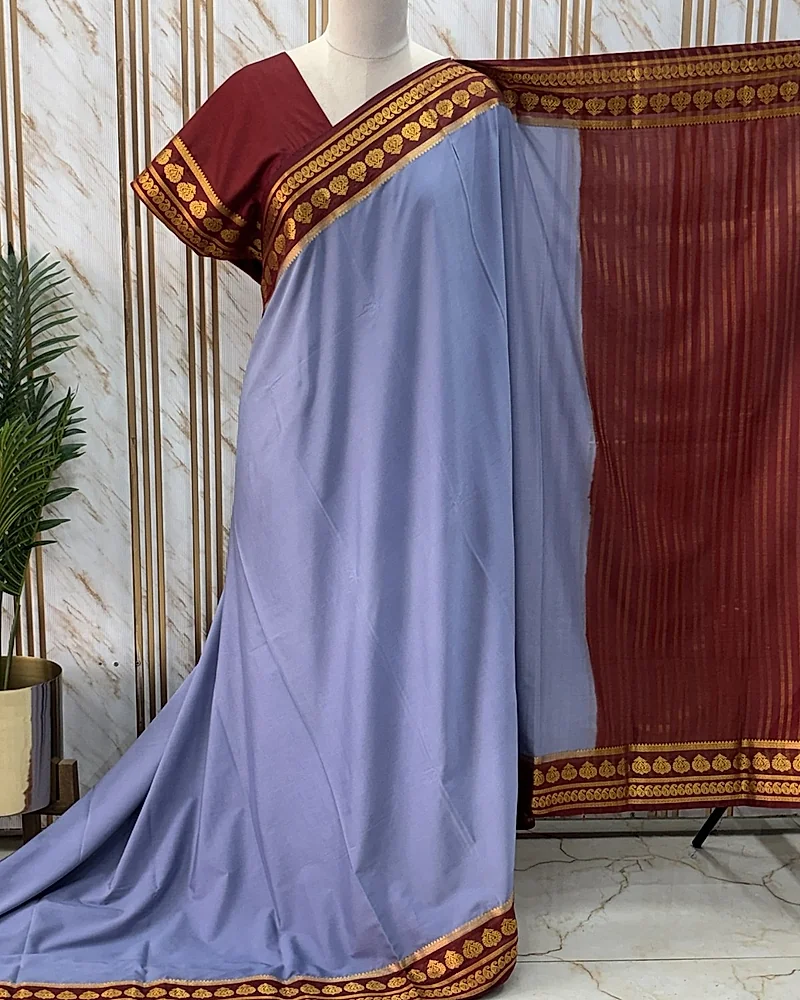 Semi Mysore Crepe (Mango & Leaf Border) | Hema Style Studio
